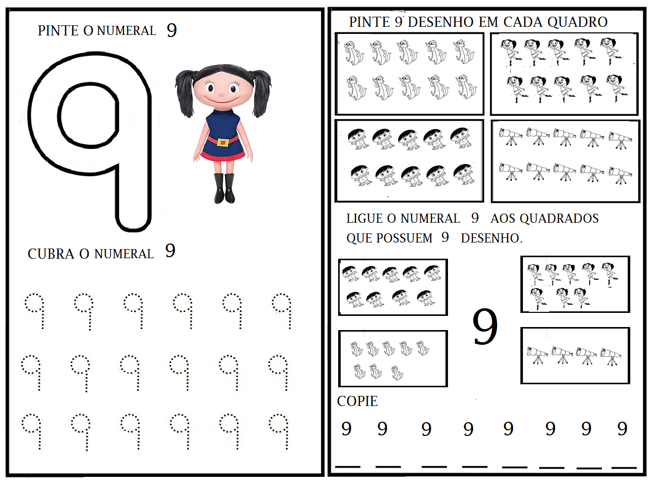 Atividades para trabalhar os números de 1 a 9 - Para imprimir — SÓ ESCOLA