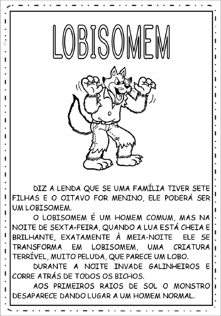 Lenda do Lobisomem para imprimir - SÓ ESCOLA