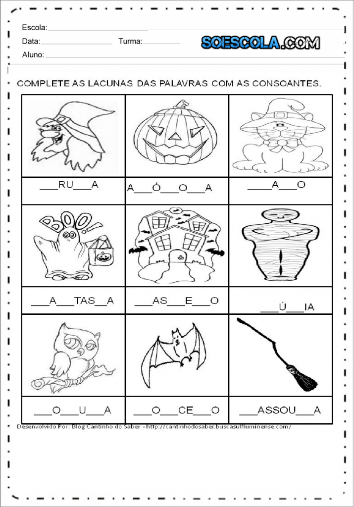 Atividades para o Dia das Bruxas ou Halloween - SÓ ESCOLA