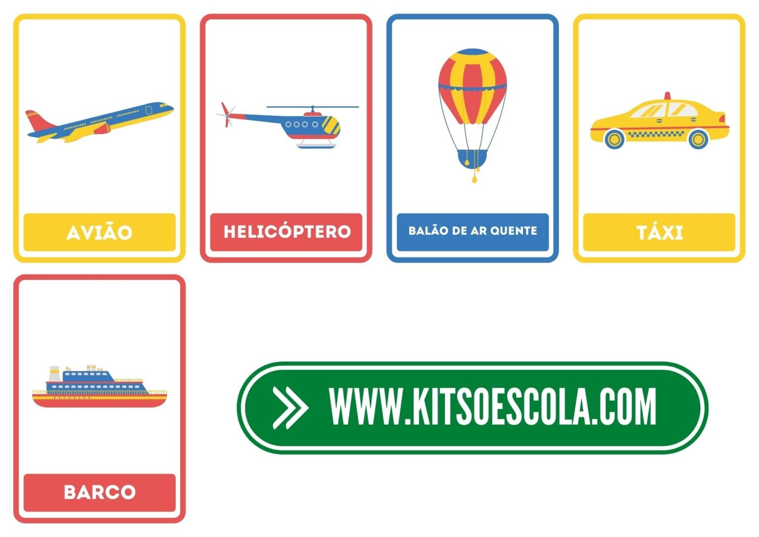 FLASHCARDS MEIOS DE TRANSPORTES — SÓ ESCOLA