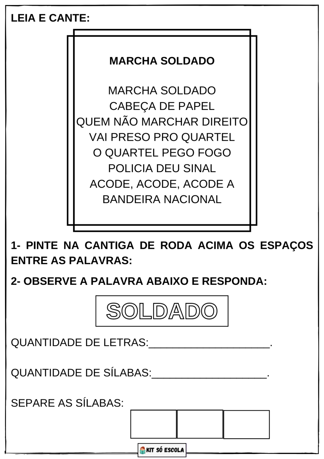 Atividades Dia do Soldado 2022 - SÓ ESCOLA