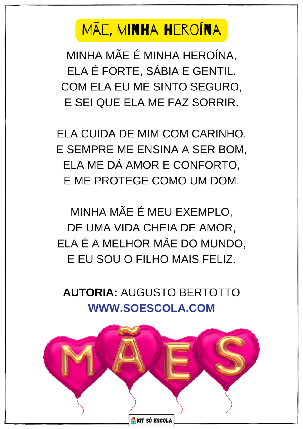 5 Poemas Dia das Mães - SÓ ESCOLA