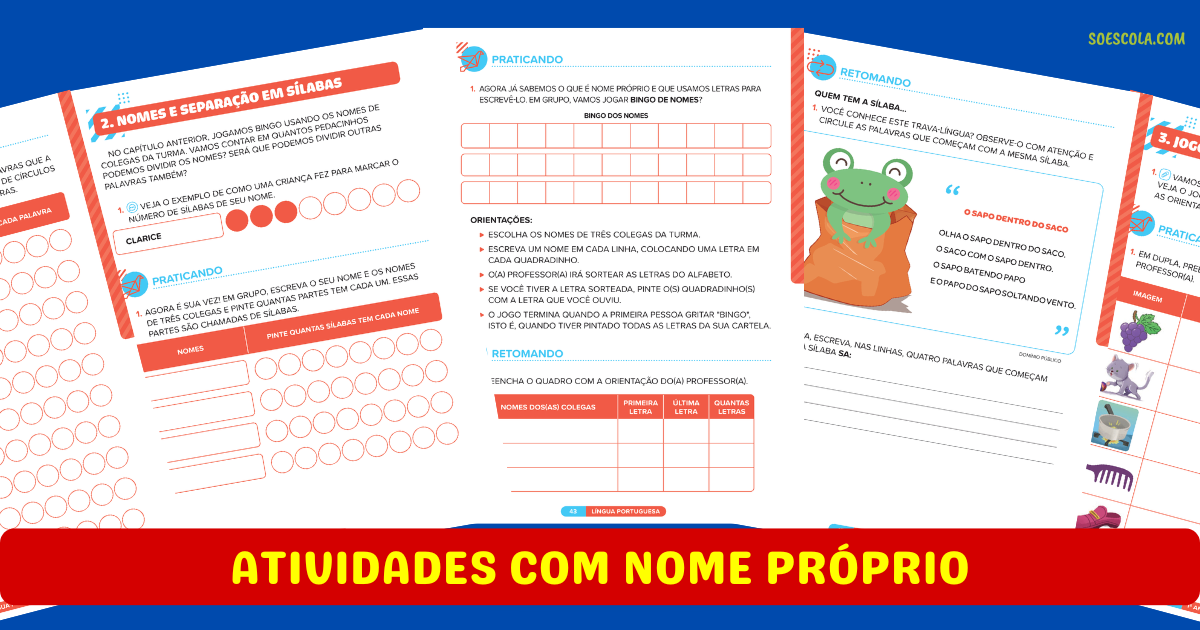 Atividades com Nome Próprio: 1 ano - SÓ ESCOLA