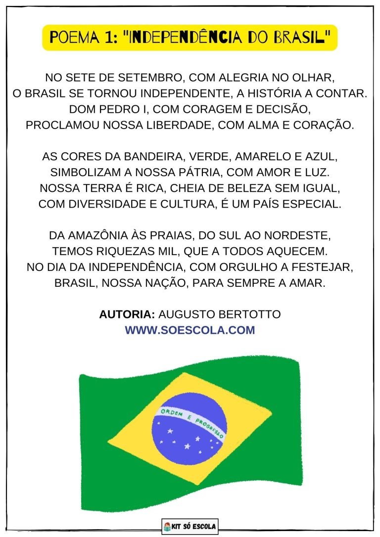 6 Poemas Dia da Independência do Brasil - SÓ ESCOLA